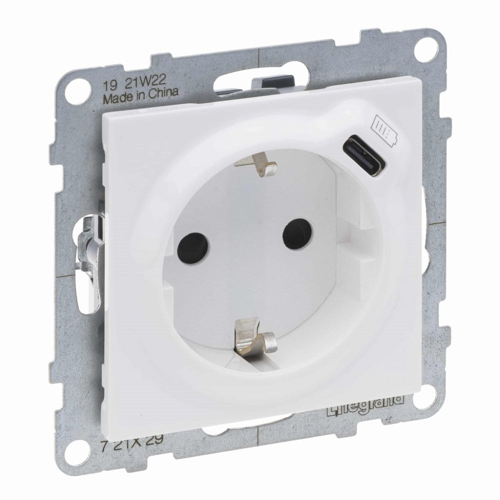 Tomada Schuko USB-C New Suno Branco – Saniluz